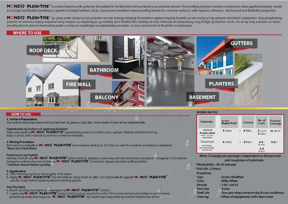 DAVIES Mondo PlexiTite Cementitious Waterproofing 4 lts / 16 lts ...