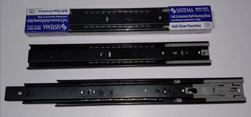 SISTEMA FULL EXTENSION DRAWER GUIDE WITH SOFT CLOSE FUNCTION BLACK 45KG ...