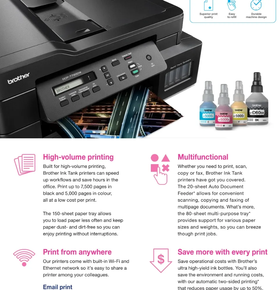 Brother DCP T720DW Ink Tank Printer/DCP-T720DW/ Brother T720DW | Lazada PH