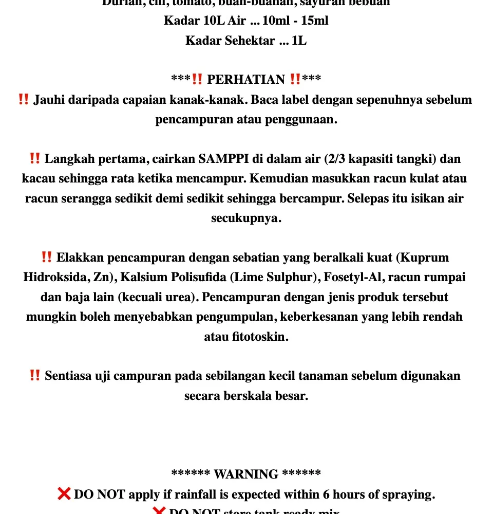 ASIA AGRICULTURE SAMPPI 1LITER BAJA CECAIR BUAH-BUAHAN TANAH FOLIAR FERTILIZER | Lazada