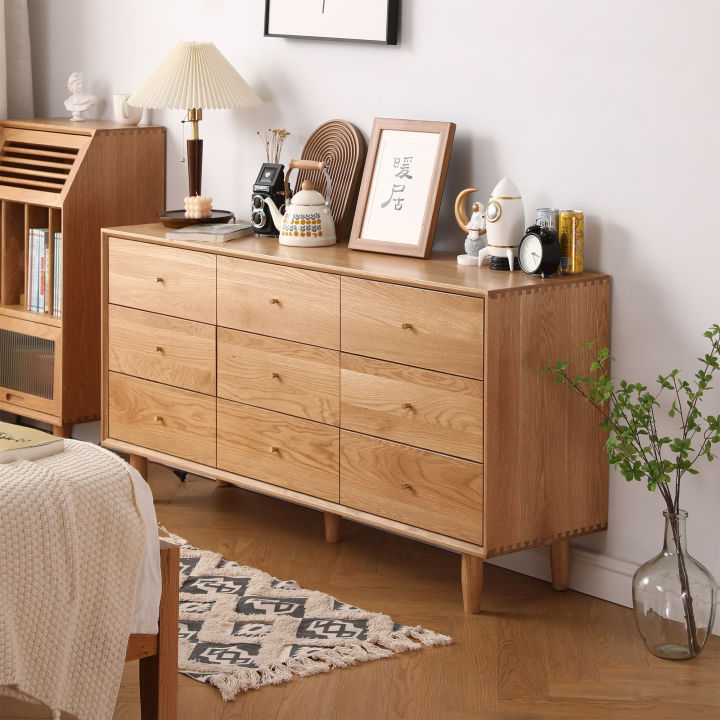 Traditional Japanese Style Solid Oak Wood Nine-Bin Chest Whole Assembly ...