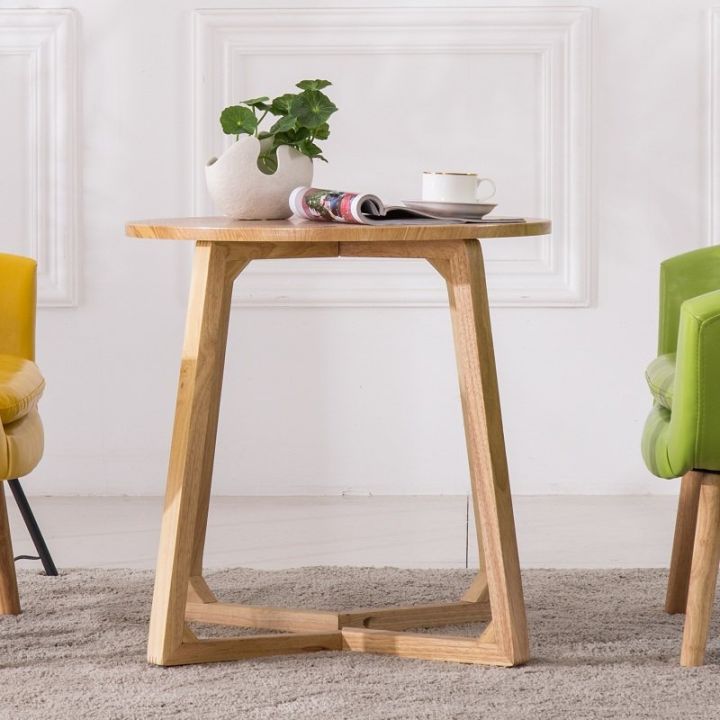 Scandinavian Casual Solid Wood round Table Wood Color Coffee Tea Shop ...