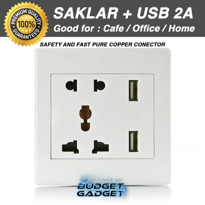Saklar Colokan Dinding Wallplug Universal Port And 2 USB Port | Lazada ...
