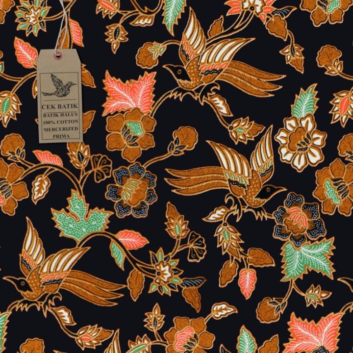 batik tradisional - Motif Batik Unik Bunga Burung (Hitam Manis) (Ukuran ...