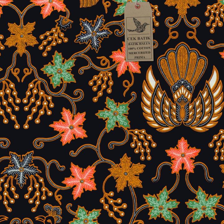 batik tradisional - Motif Batik Unik Bunga Burung Gajah Mada (Hitam ...