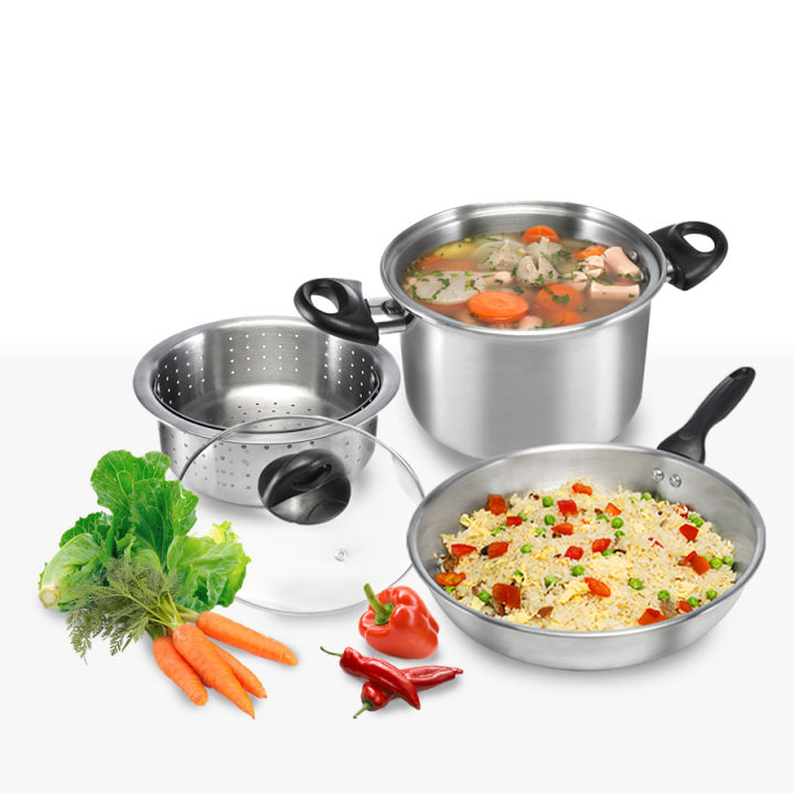 Homecook - Piece Cookware Set Stainless Steel - Wajan & Panci | Lazada ...