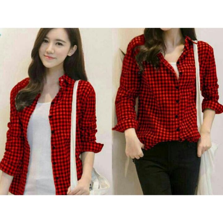 Kedai_baju Blouse Murah / Atasan Wanita / Hem Kotak / Kemeja Kotak ...