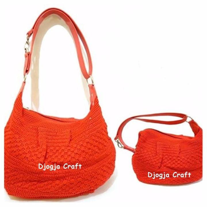Djogja Klasik Tas Rajut Hobo Nilon Besar - Merah | Lazada Indonesia