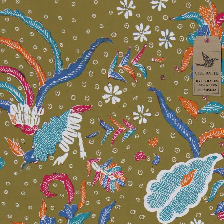 kain batik - Motif Burung Unik (Hijau Lumut Soft) (Ukuran 2 Meter Lebih ...