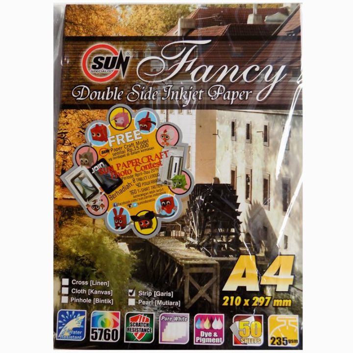Sun Kertas Fancy Inkjet Paper Double Side 235 Gsm - Strip/Garis ...