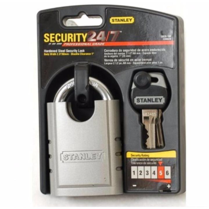 Stanley 60mm Full Shrouded Body Brass Pad Lock 24/7 Security | Lazada