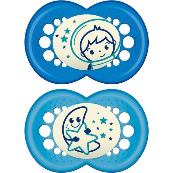 MAM Night Pacifier Twin Pack Soother Baby - Blue (12m+) | Lazada