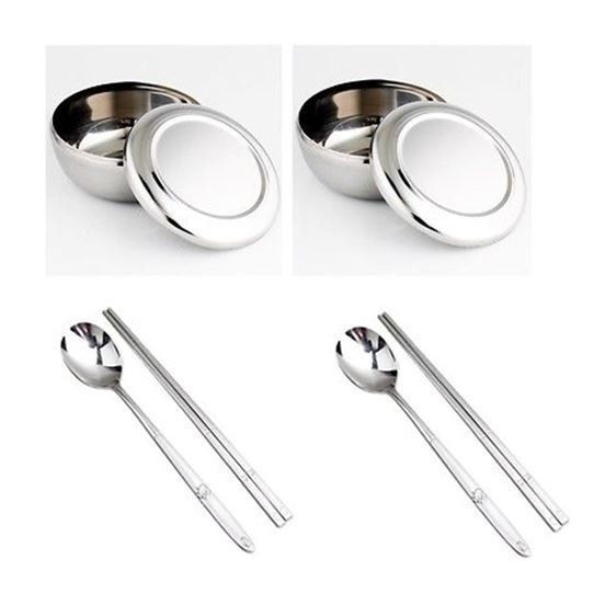 [PROMO] 2 Sets Korean Traditional Style Stainless Steel Rice Bowl with ...
