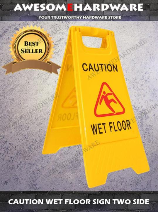 CAUTION WET FLOOR SLIPPERY SIGN TWO SIDED SIGNAGE | Lazada