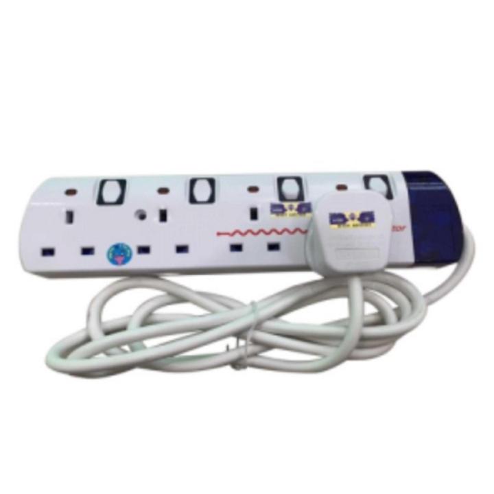 Portable Safety Trailing Socket 4 gang 2 meters with 13A plug top ...