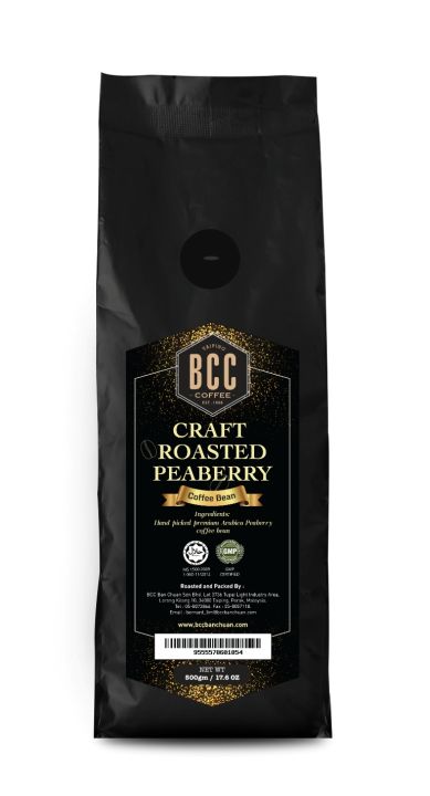 BCC Craft Roasted Peaberry Coffee Bean 500gm + Free 4 sachets of BCC 3 ...