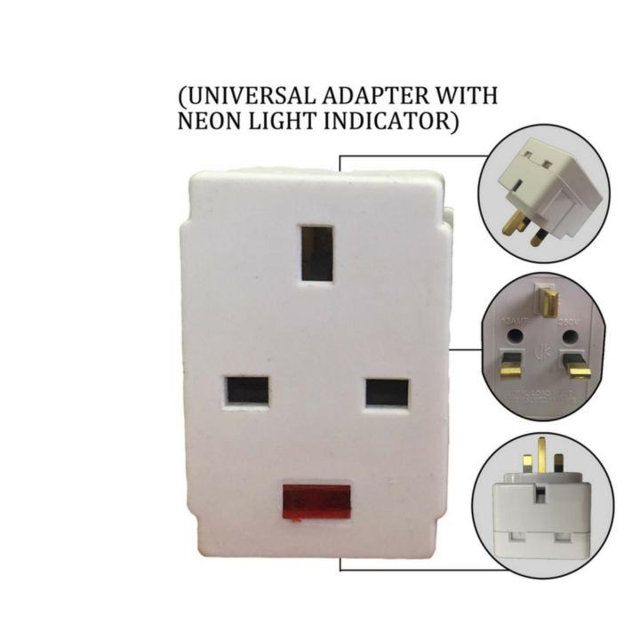 3 Way 3 Pin Travel Adapter With Neon Light | Lazada