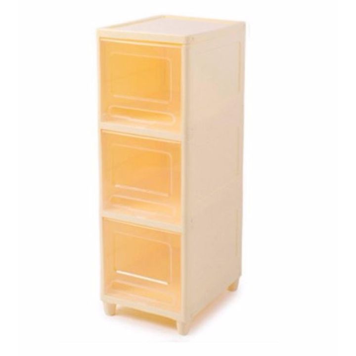 3-Tier Multi-functional Storage Drawer Cabinet (Yellow) | Lazada