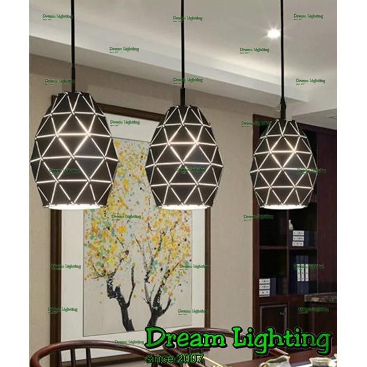 Dream Lighting / set of 3 / Long Base / Multi-faceted cut lamp Pendant ...