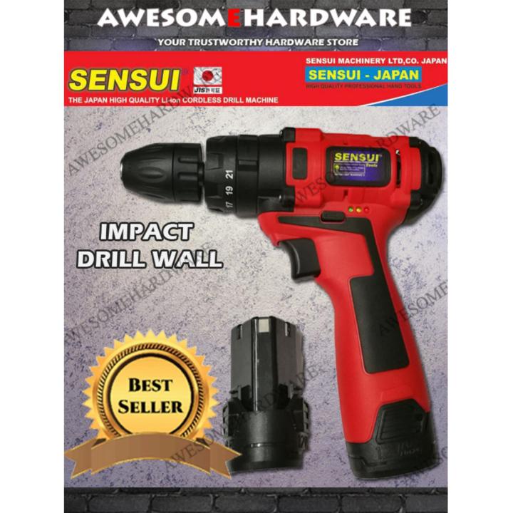 SENSUI JAPAN 12V CORDLESS HAMMER DRILL IMPACT DRILL SET CAN DRILL WALL ...