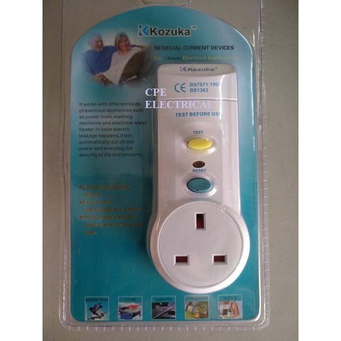KOZUKA 13A Portable RCD / ELCB Socket Adaptor 30mA with Sirim Approve ...