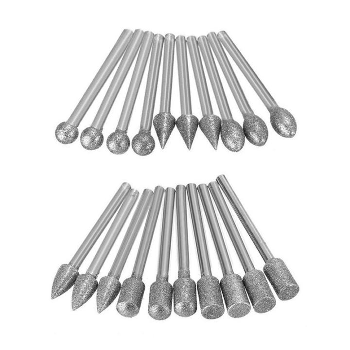 【20Pc Shank】Cut Carving Rotary Drill Dremel Rotary Bits Diamond Burr ...