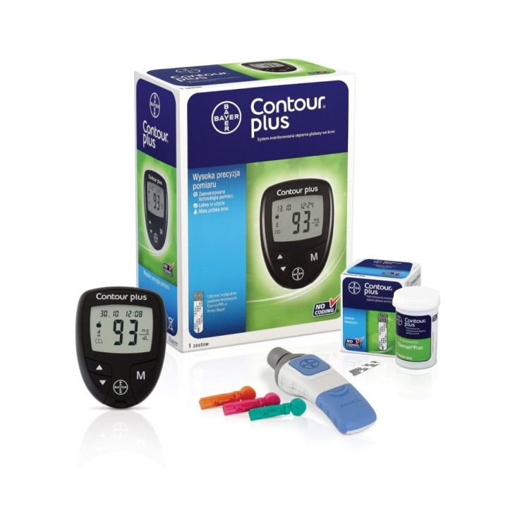 Bayer Contour Plus Blood Glucose Monitoring System Glucometer with 25 ...