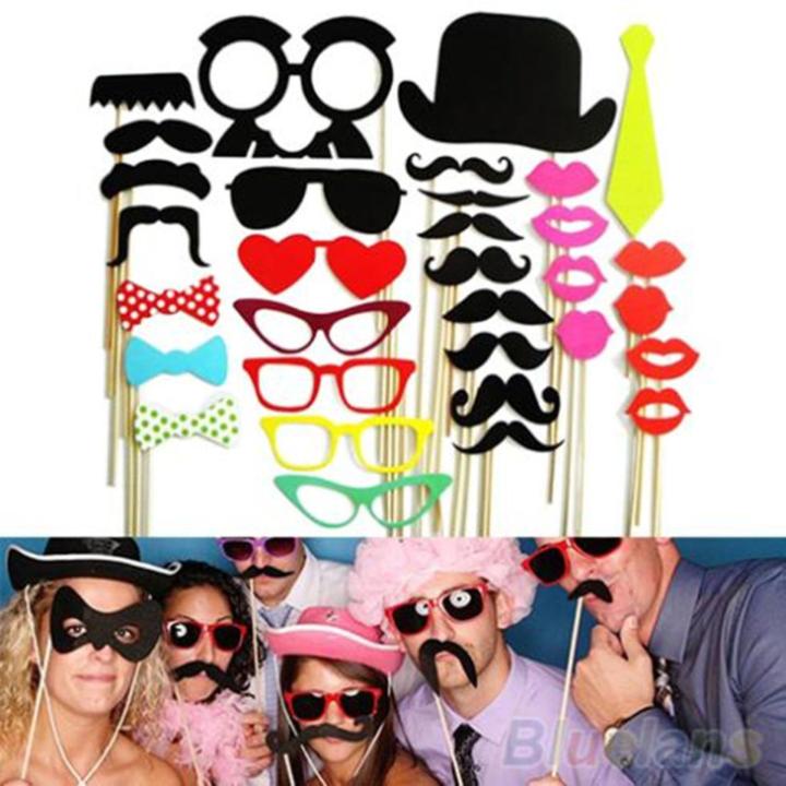 32PCS/Lot Photo Booth Prop DIY Party Masks Christmas Mustache Glasses ...