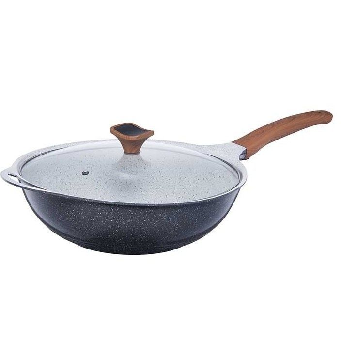 【WUCHT】CHEFOLOGY MARBLE CERAMIC WOK W GLASS LID 32CM | Lazada