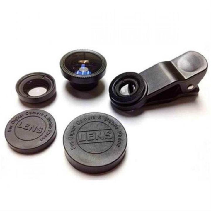 Universal 3-in-1 Clip-On Wide Angle + Fisheye + Macro Lens Set for ...