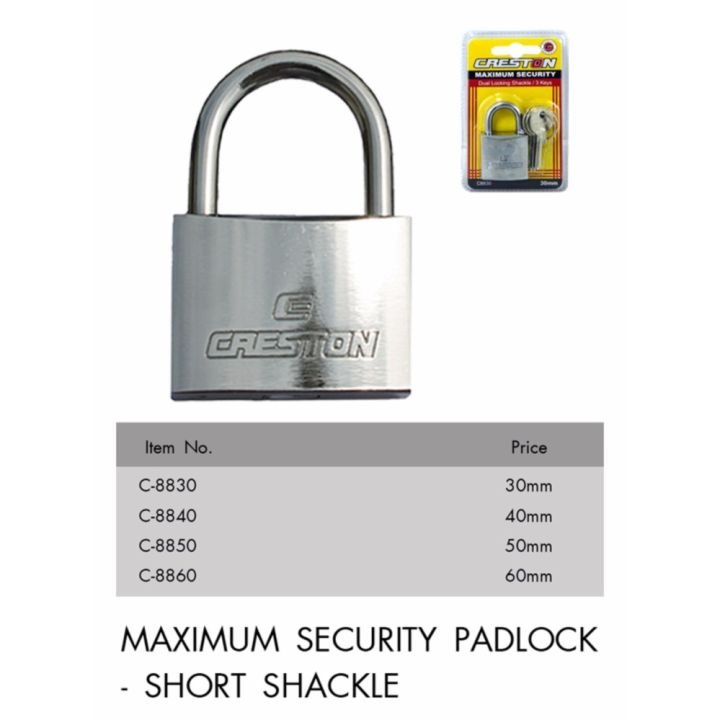Creston Maximum Security Padlock (50mm) Short Shackle | Lazada PH
