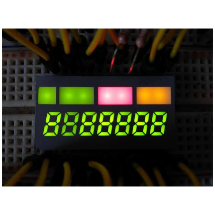 7 Segment 7 Digits Digital Display with 4-color Led Indicator Common ...