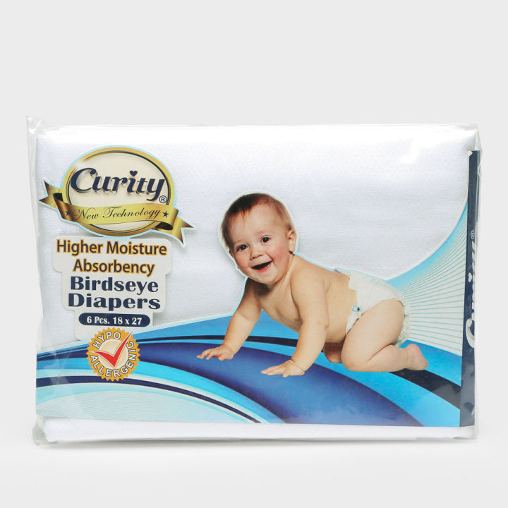 Curity 6-Piece 18" x 27" Birdseye Cloth Diaper (White) | Lazada PH