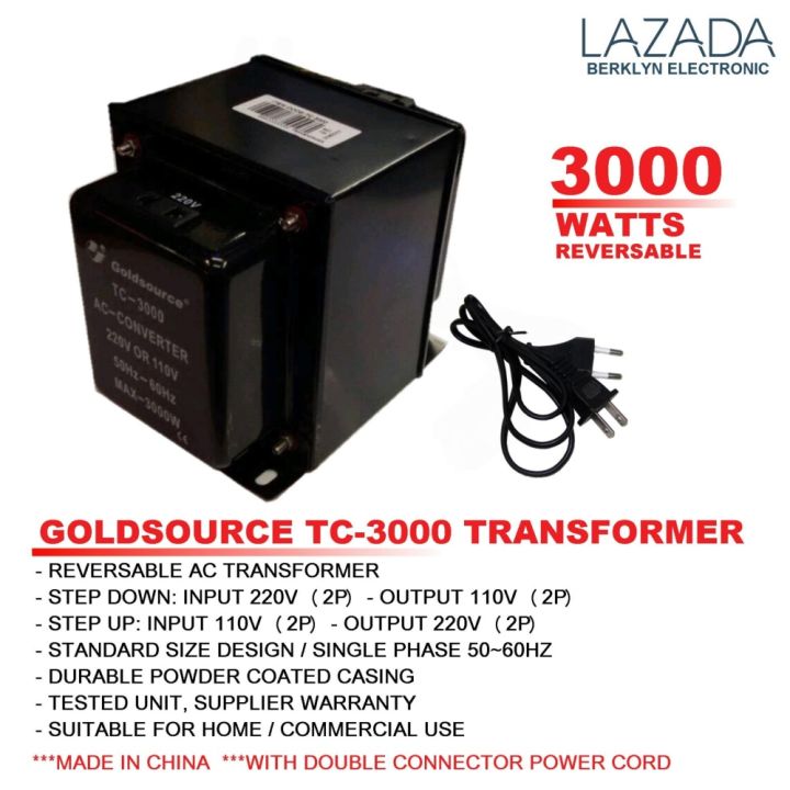 Goldsource TC-3000 Step Up Step Down Transformer 3000 Watts | Lazada PH