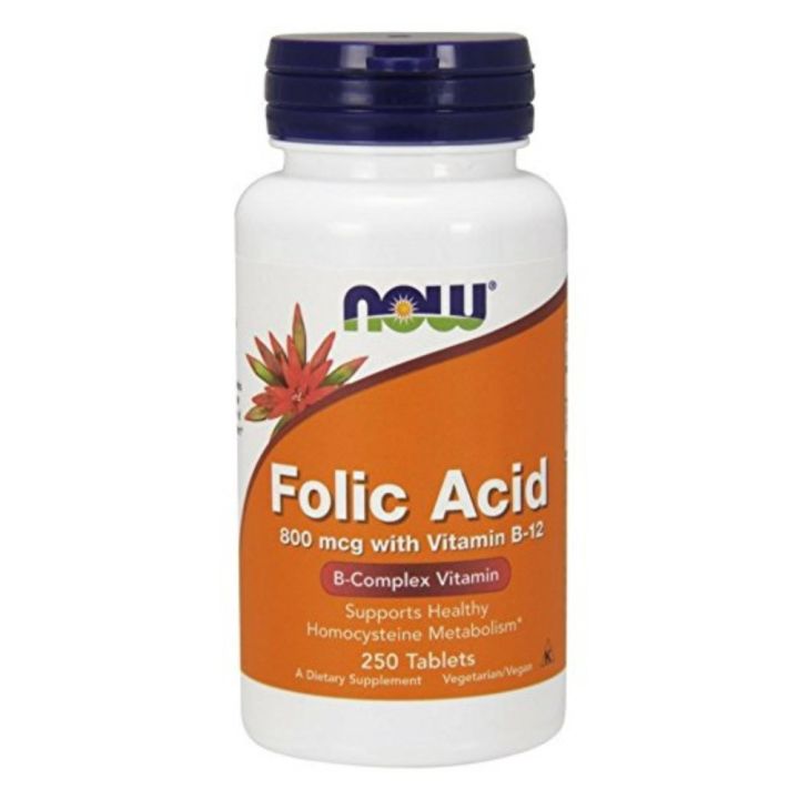 NOW Folic Acid 800 mcg with Vitamin B-12,(250 Tablets) | Lazada PH