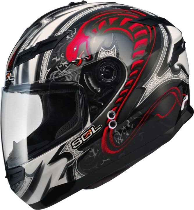 SOL FullFace SF-1 Cobra Motorcycle Helmet (White/Red) | Lazada PH