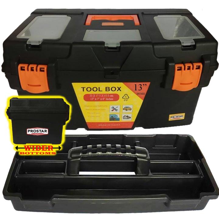 Prostar 13 Inches Wide Bottom Tool Box Model A13 with Inner Tray (Black ...