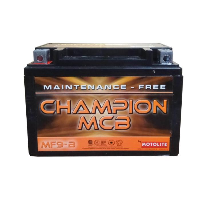 CHAMPION Motorcycle Battery MF9-B ( YTX9-BS ) Maintenance Free | Lazada PH