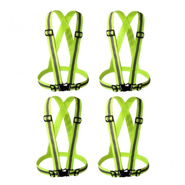 Garterized Safety Vest Reflective Set of 4 (Luminous Green) Traffic ...