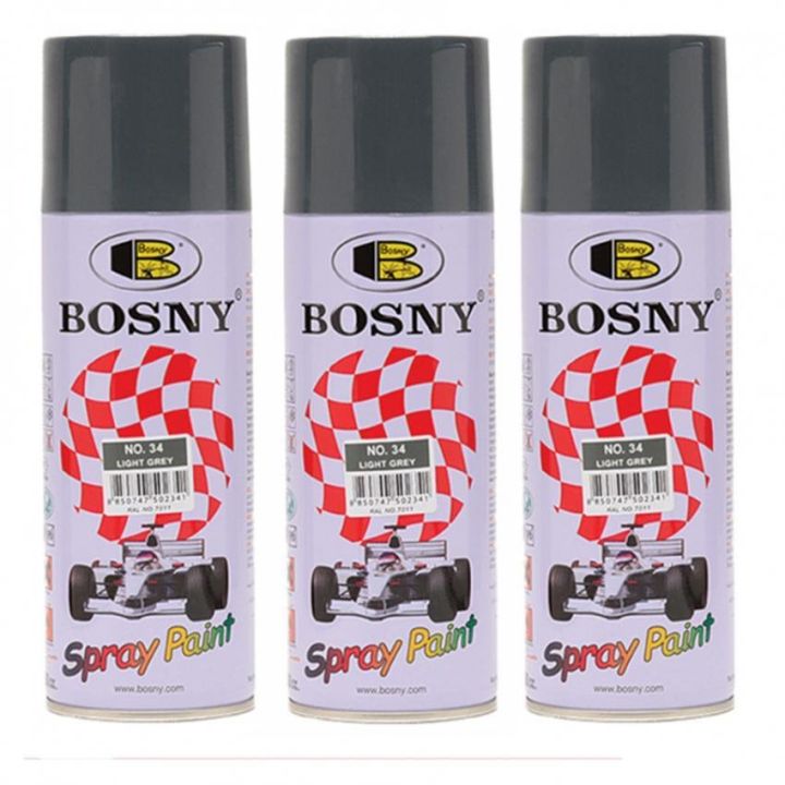 Bosny Spray Paint No. 34 Light Grey Ordinary Color Set of 3 | Lazada PH