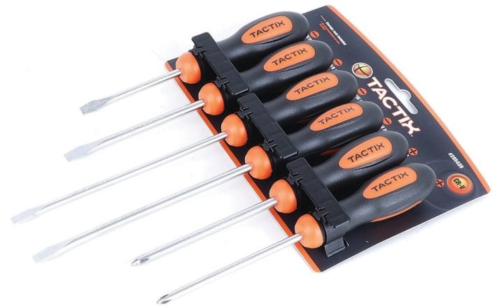Tactix Basic Screwdriver Set Std. and Ph. 6-pc (Black/Orange) | Lazada PH