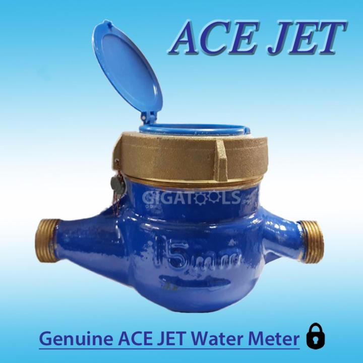 Ace Jet Water Meter Heavy Duty Metal Brass 15mm 1/2" (Household Multi ...