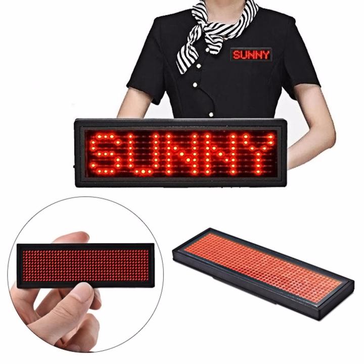 Rechargeable Programmable LED Name Badge Display (Red) | Lazada PH