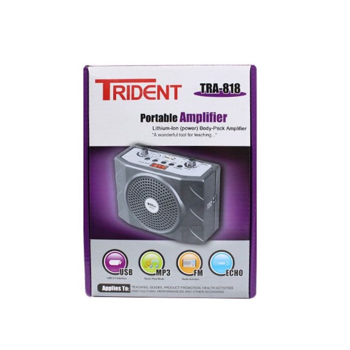 Trident TRA-818 Portable Body Pack Amplifier with Headset and Lapel Mic ...