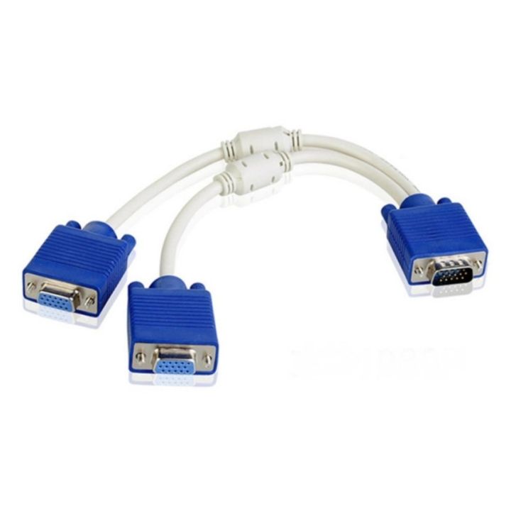 15 Pin VGA 1 Male to Dual 2 VGA Female Monitor Y Adapter Converter ...