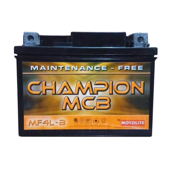 CHAMPION Motorcycle Battery MF4L-B ( YTX4L ) Maintenance Free | Lazada PH