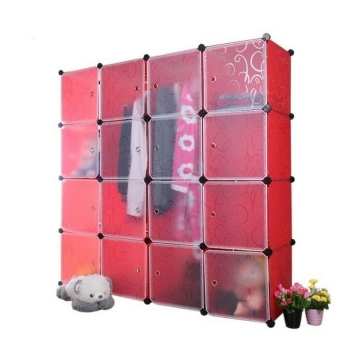 metrodeals Tupper Cabinet 16 Cubes White Doors Red DIY Storage Cabinet ...