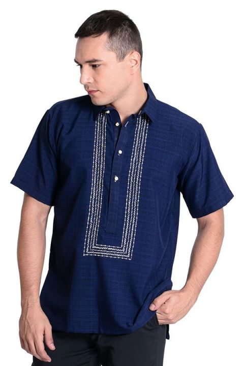🎁💯 Titan Barong of Lumban Half Open Short Sleeve Polo (Navy Blue ... 🎁💯 Titan Barong of Lumban Half Open Short Sleeve Polo (Navy Blue ...