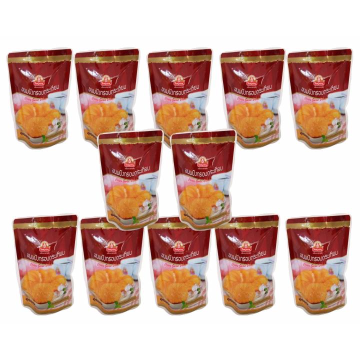 โกลด์เบรด ขนมปังกรอบกระเทียม สูตรกระเทียมพริกไทยจันทบุรี 60 กรัม x 12 ถุง Goldbread Crispy Garic ...