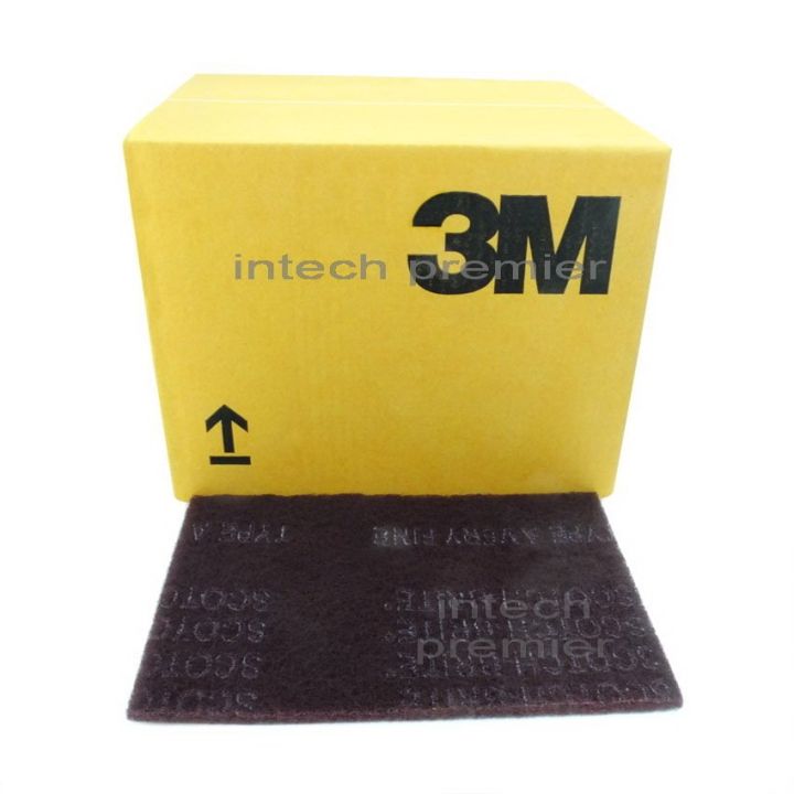 3M 7447 แผ่นใยขัดแผ่นสก๊อตช์-ไบรตสีแดง ขนาด 6 นิ้วx9 นิ้ว (20แผ่น ...